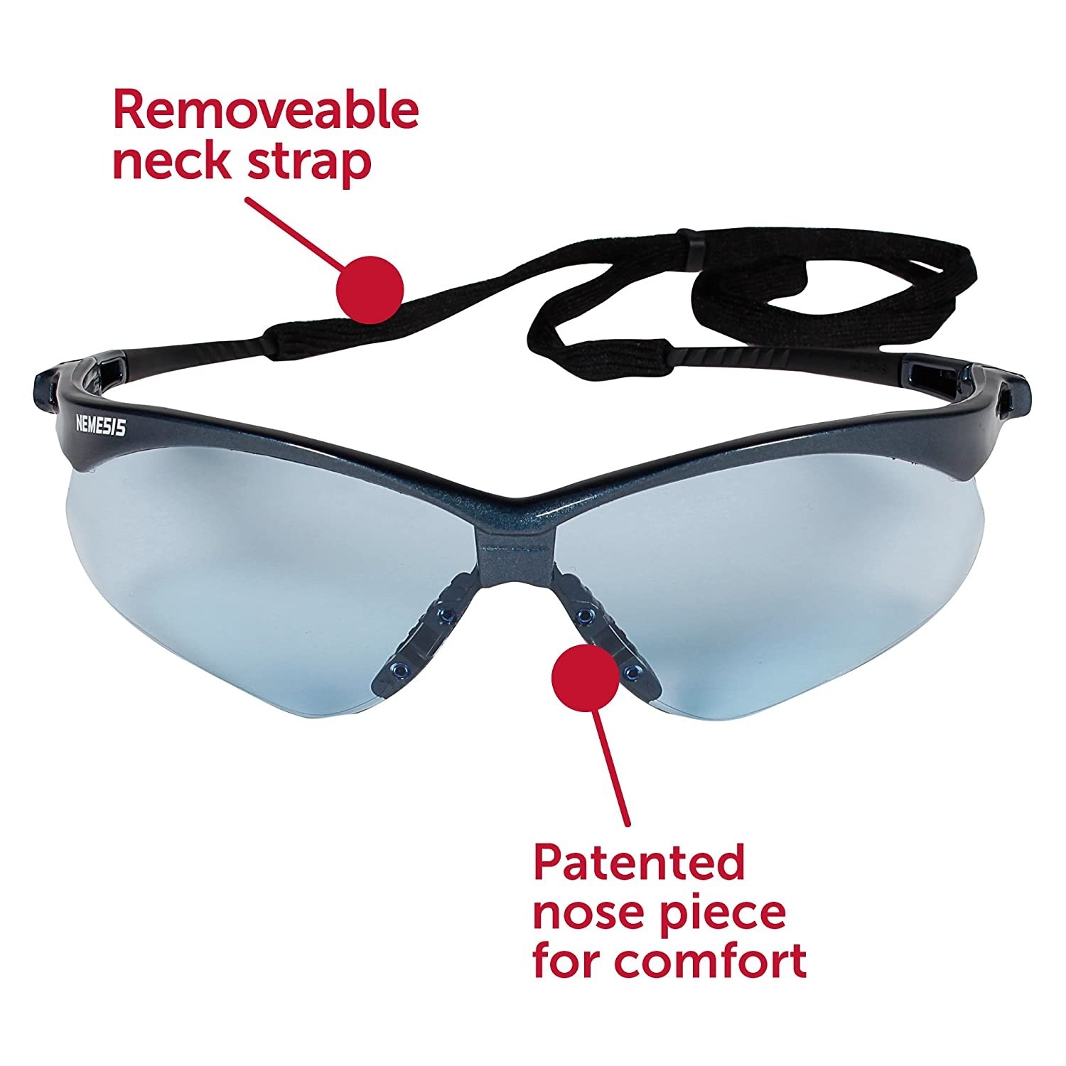 Nemesis Safety Glasses (19639) Light BlueLens with Black Frame